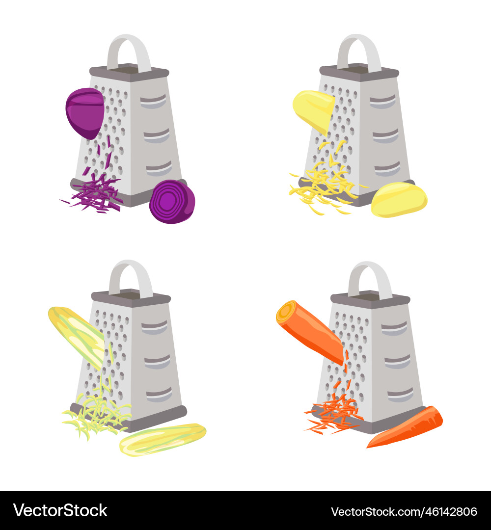 Grater rub vegetables carrot potatoes and beet Vector Image