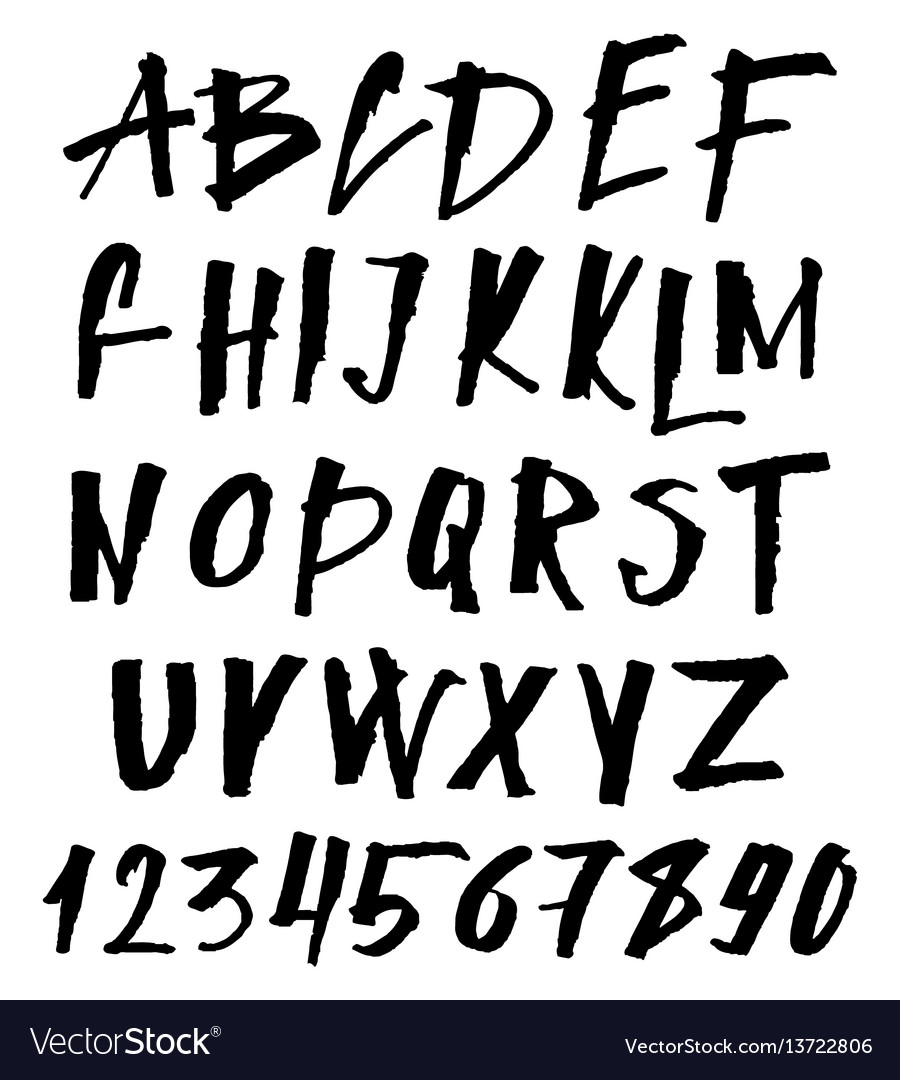Hand Drawn Brush Font Uppercase And Lowercase Vector Image