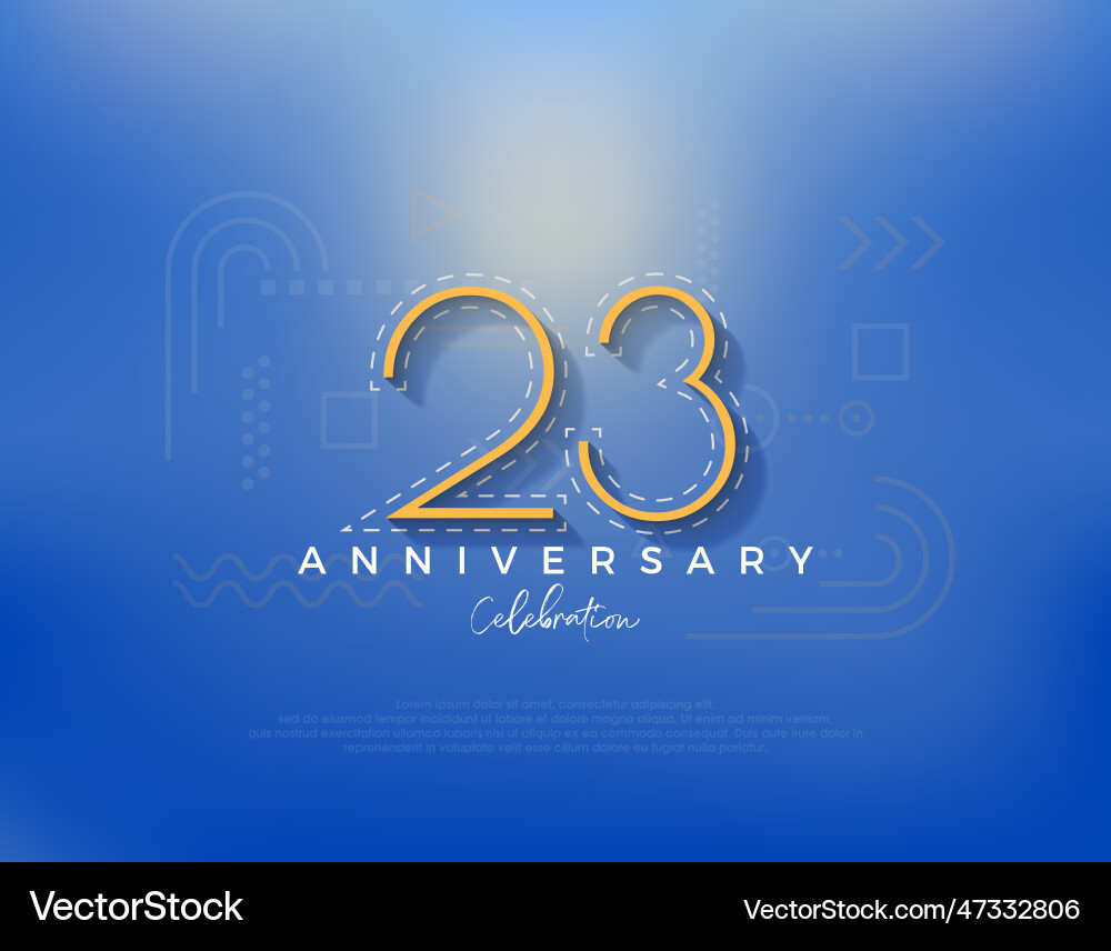 Line art number design for 23rd anniversary Vector Image