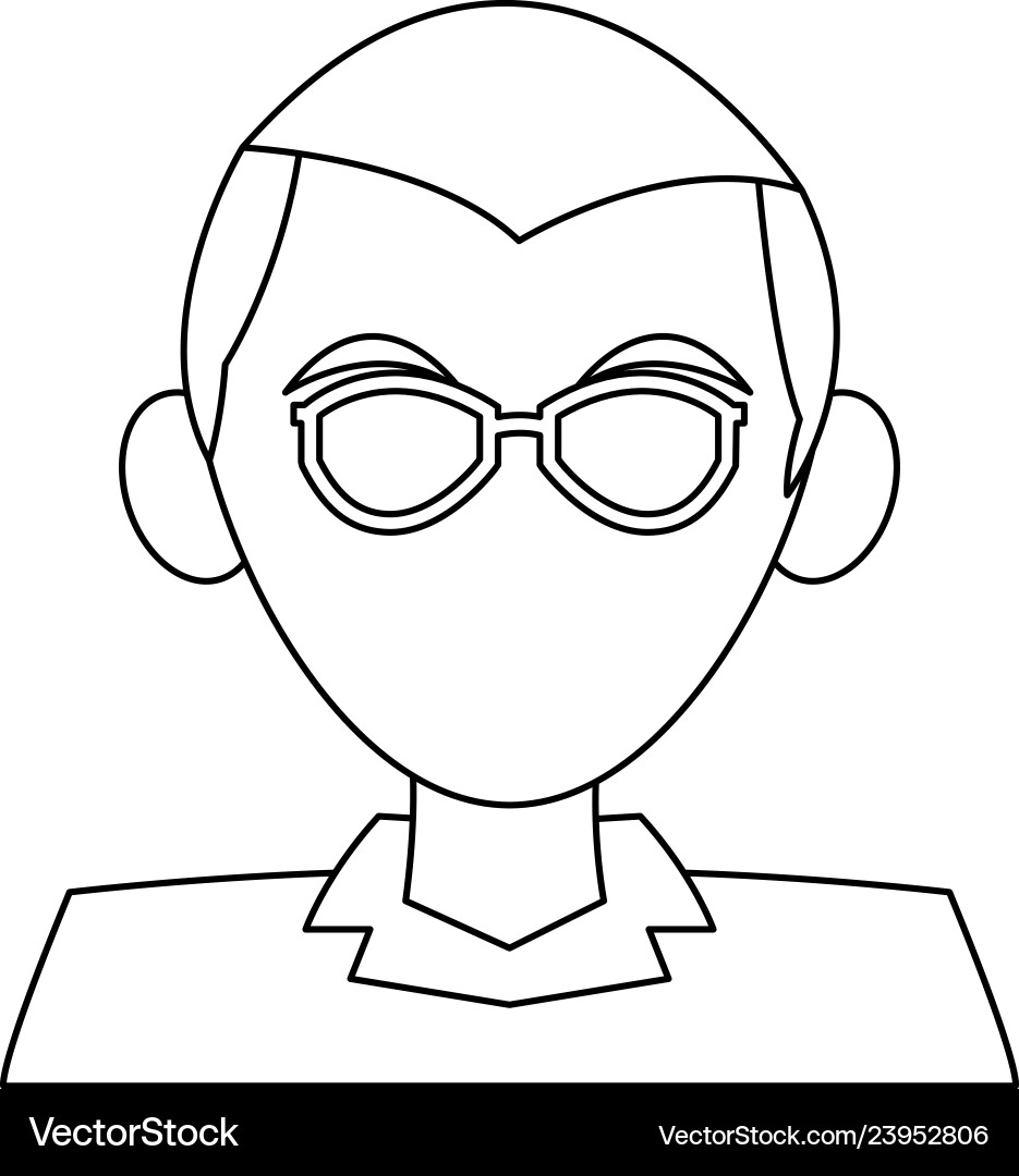 Man faceless profile cartoon black and white Vector Image