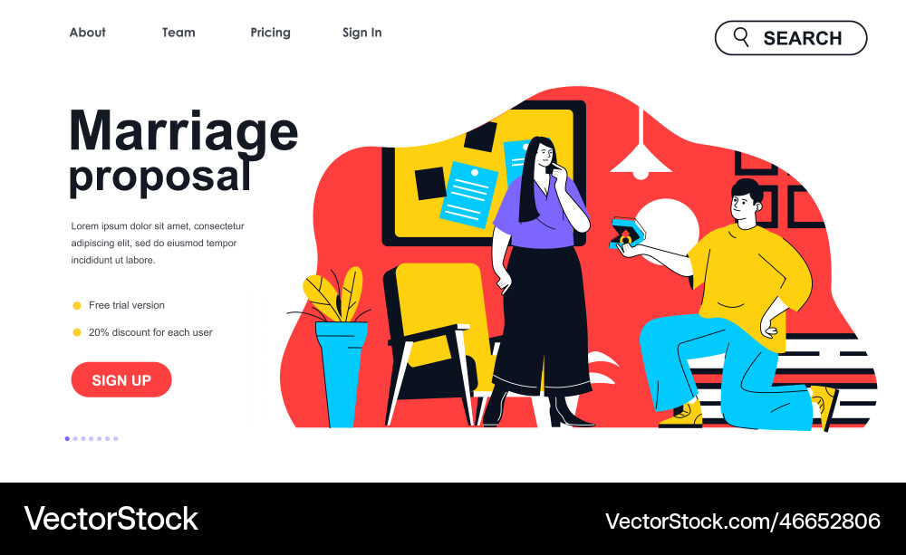 Marriage proposal concept for landing page Vector Image