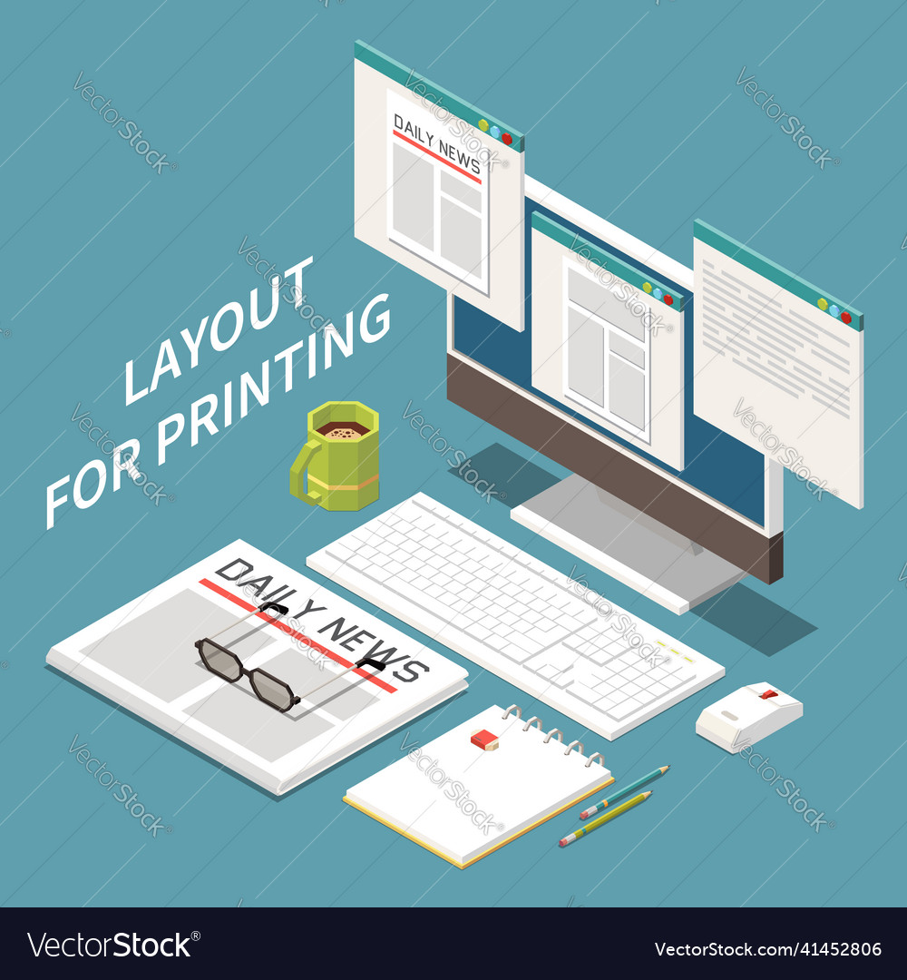 Newspaper layout composition Royalty Free Vector Image