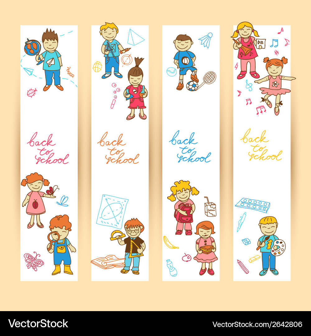 Set banners with kids Royalty Free Vector Image