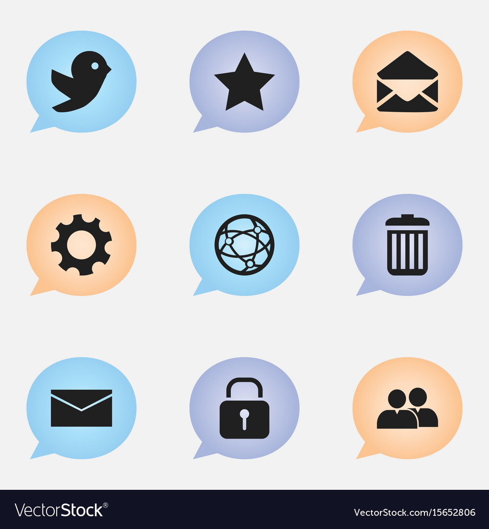 Set of 9 editable web icons includes symbols Vector Image