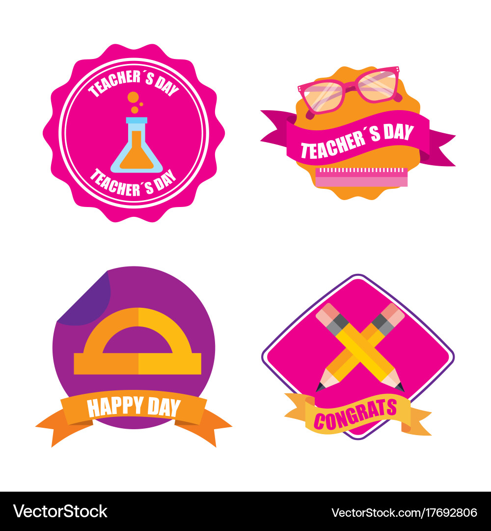 Set teachers day celebration badge decoration Vector Image