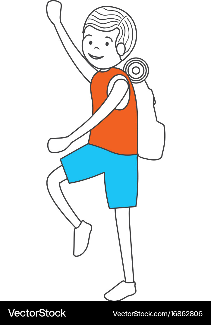 Tourist man climbing avatar character Royalty Free Vector