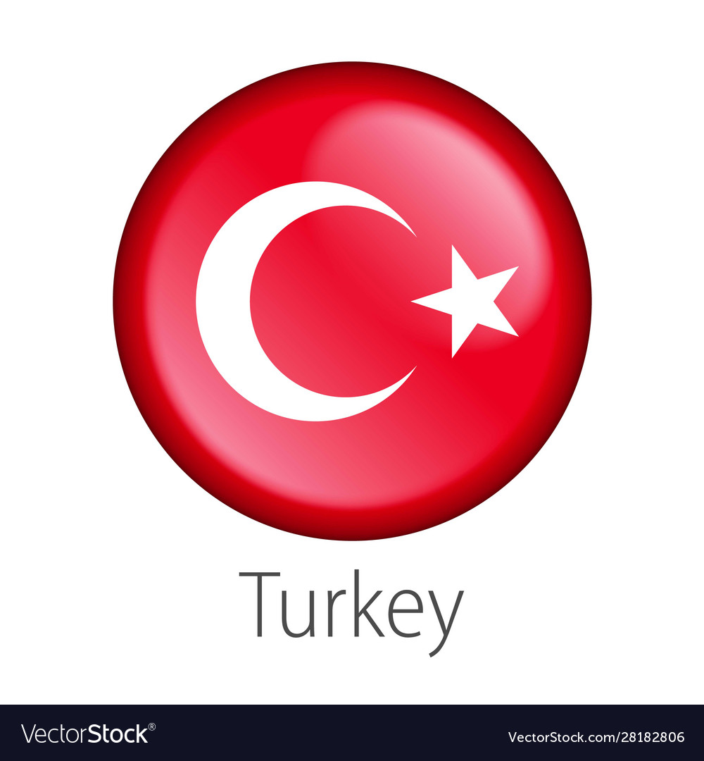 Turkey round button flag Royalty Free Vector Image