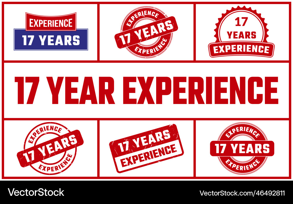 17 years experience rubber stamp set Royalty Free Vector