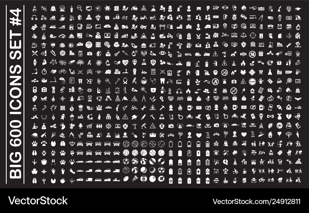 Big 600 icons set on background for graphic Vector Image