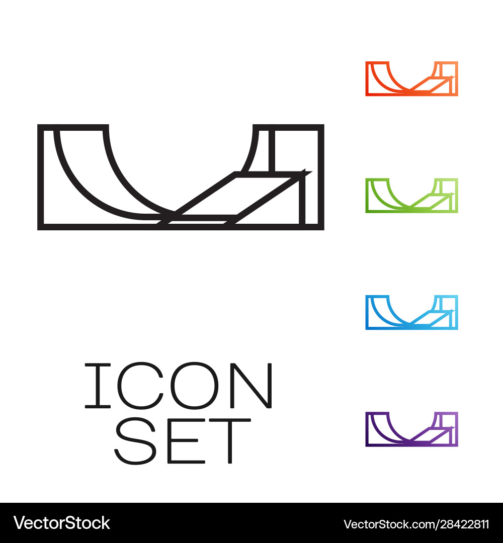 Black line skate park icon isolated on white Vector Image
