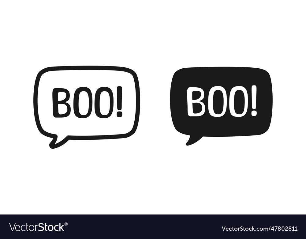 Boo text in speech bubble outline and silhouette Vector Image
