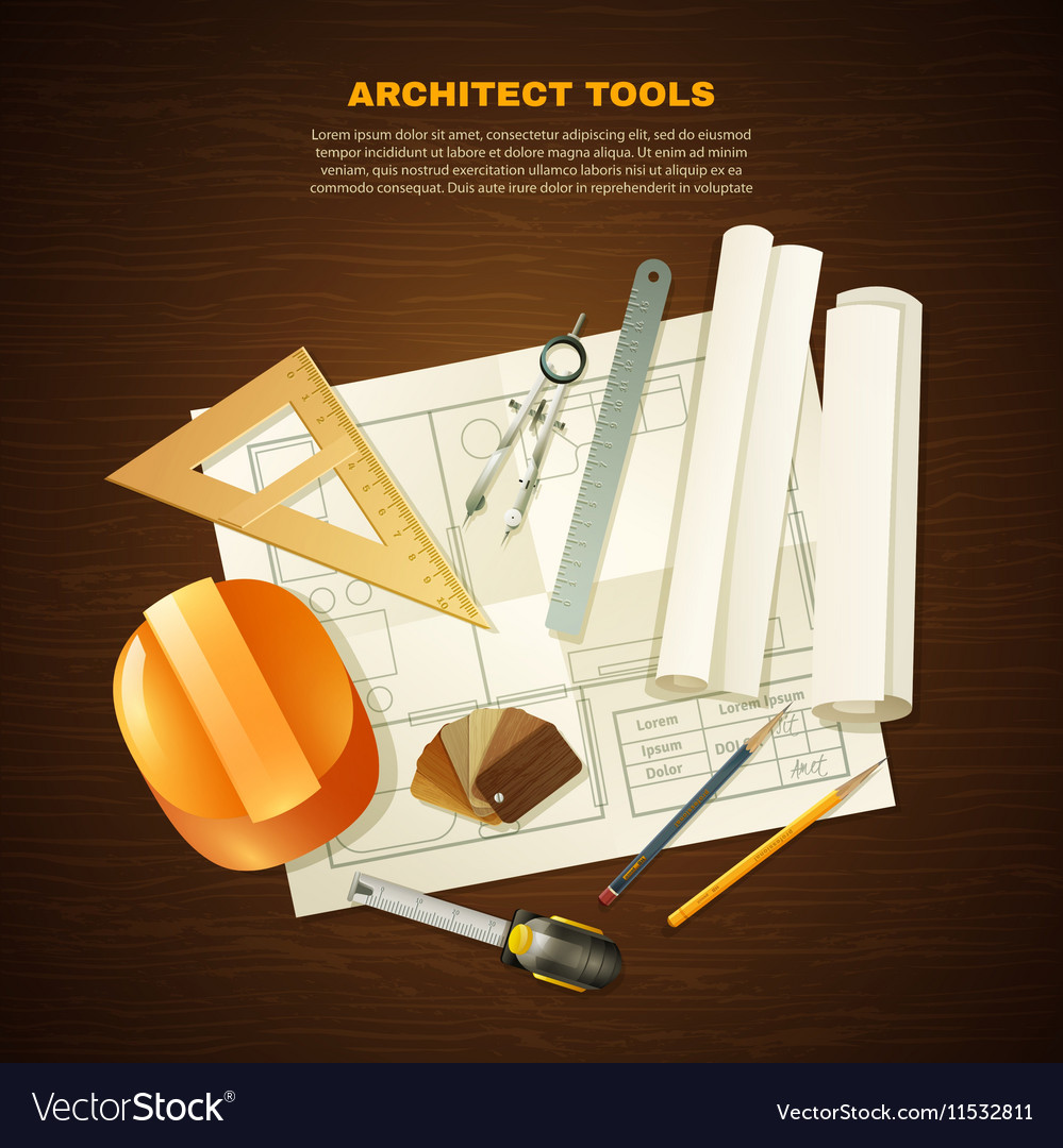 Construction Architect Tools Background Royalty Free Vector