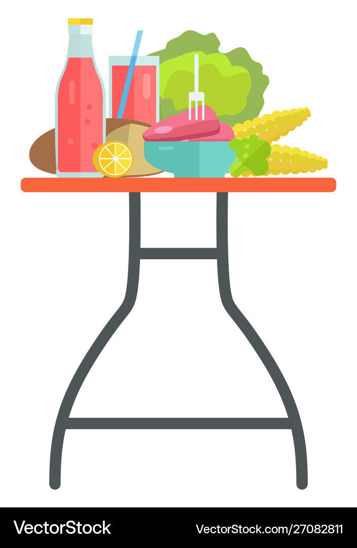 Food and drinks on table cooking ingredients Vector Image