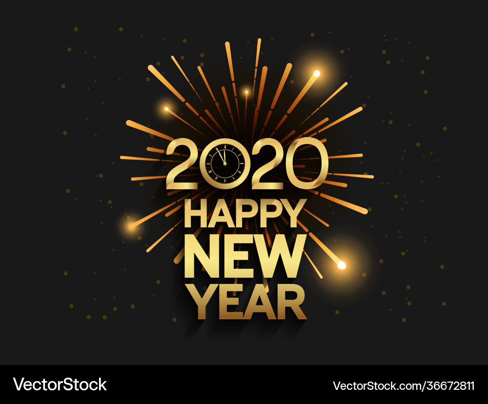 Happy new year 2020 golden number with firework Vector Image