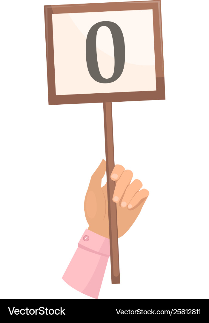 Man hand with wood board zero number on paper Vector Image