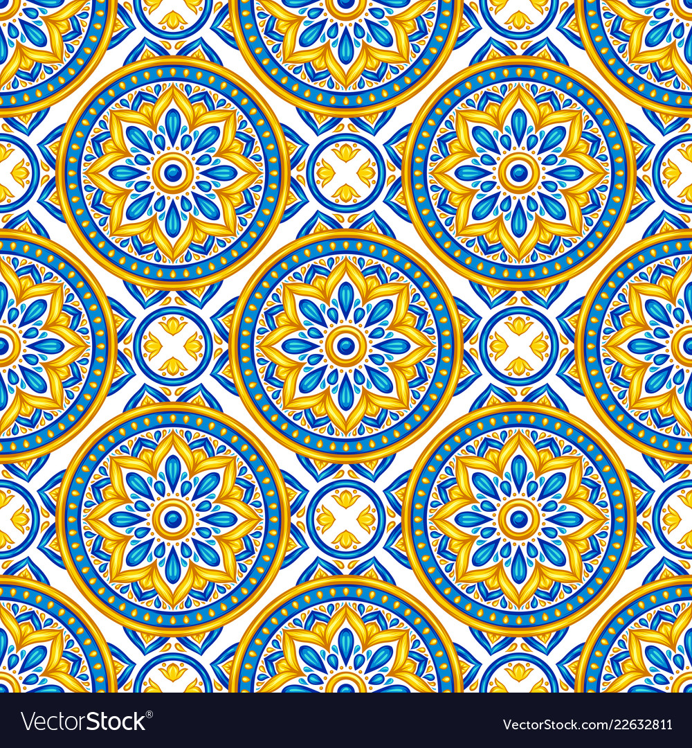 Moroccan ceramic tile seamless pattern Royalty Free Vector