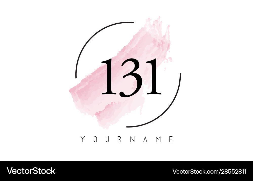 Number 131 watercolor stroke logo design Vector Image