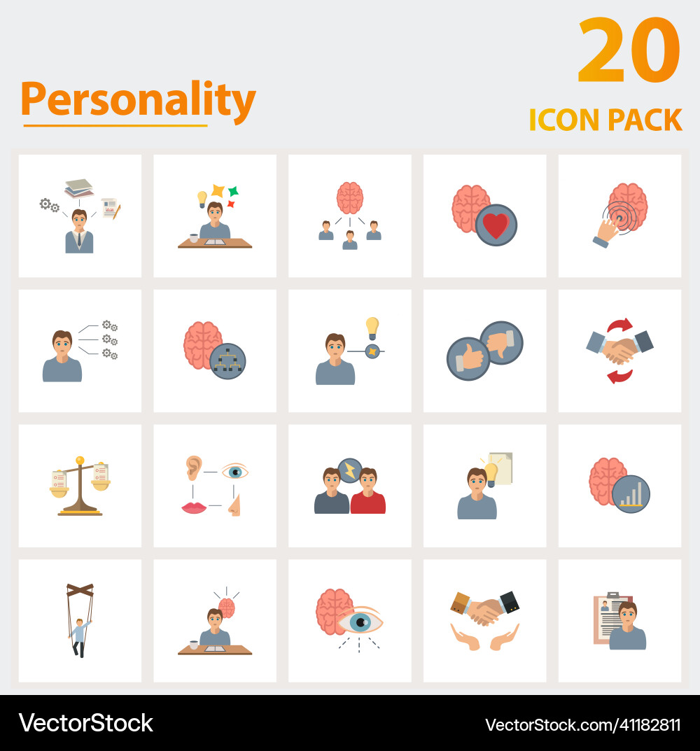 Personality icon set collection of simple Vector Image