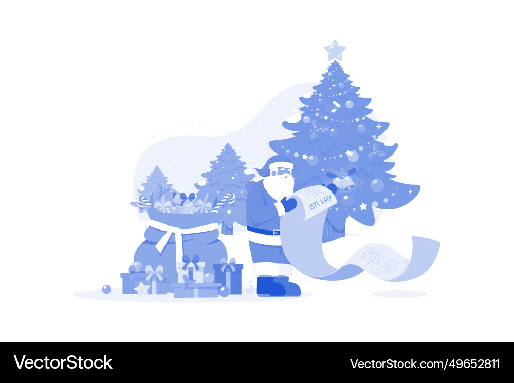 Santa with christmas gift list Royalty Free Vector Image