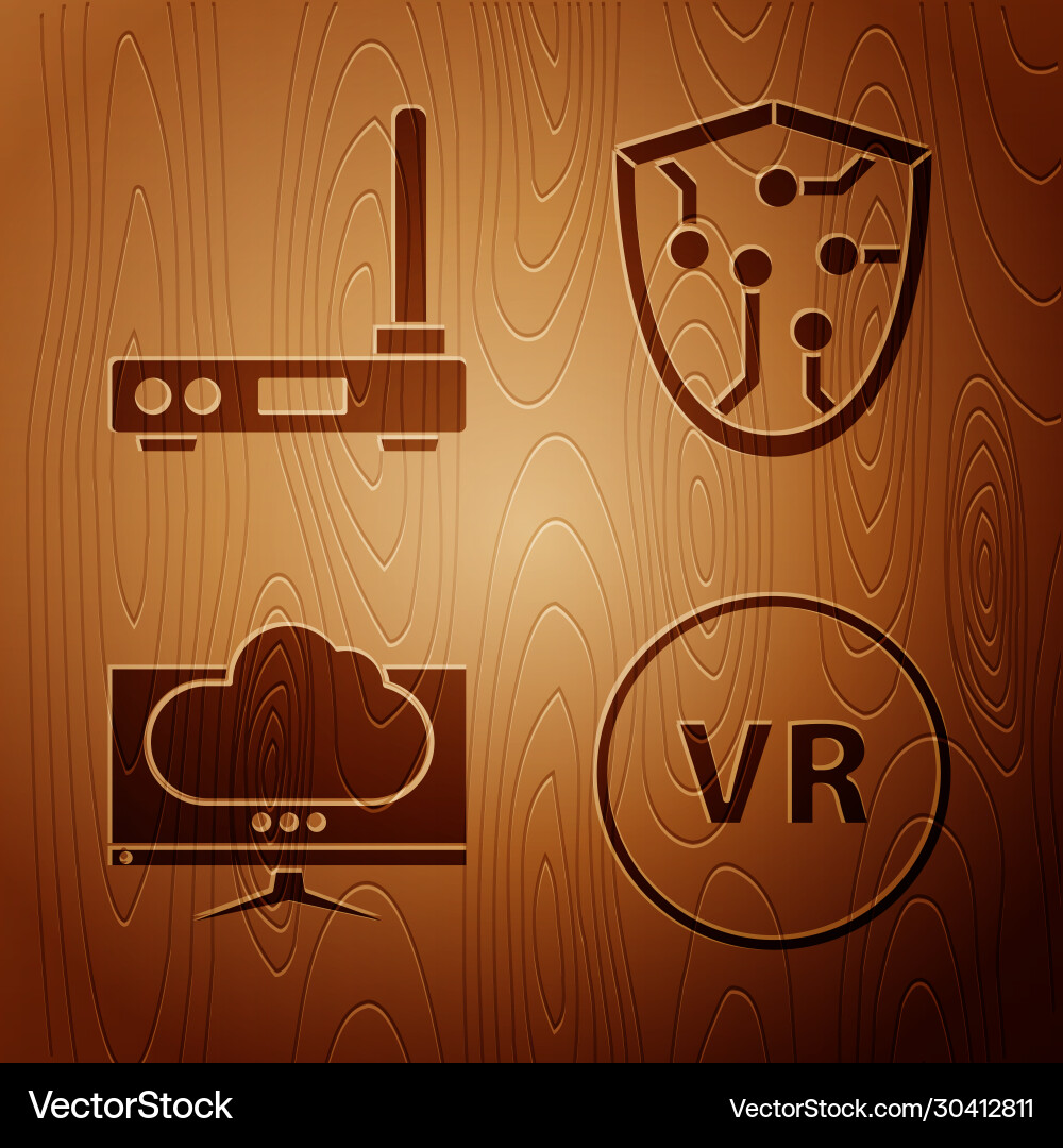 Set virtual reality router and wi-fi signal Vector Image
