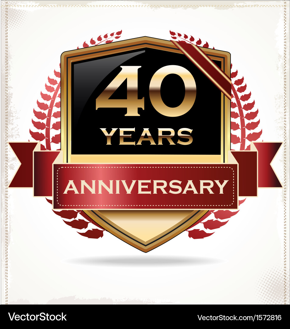 40 years anniversary golden label Royalty Free Vector Image