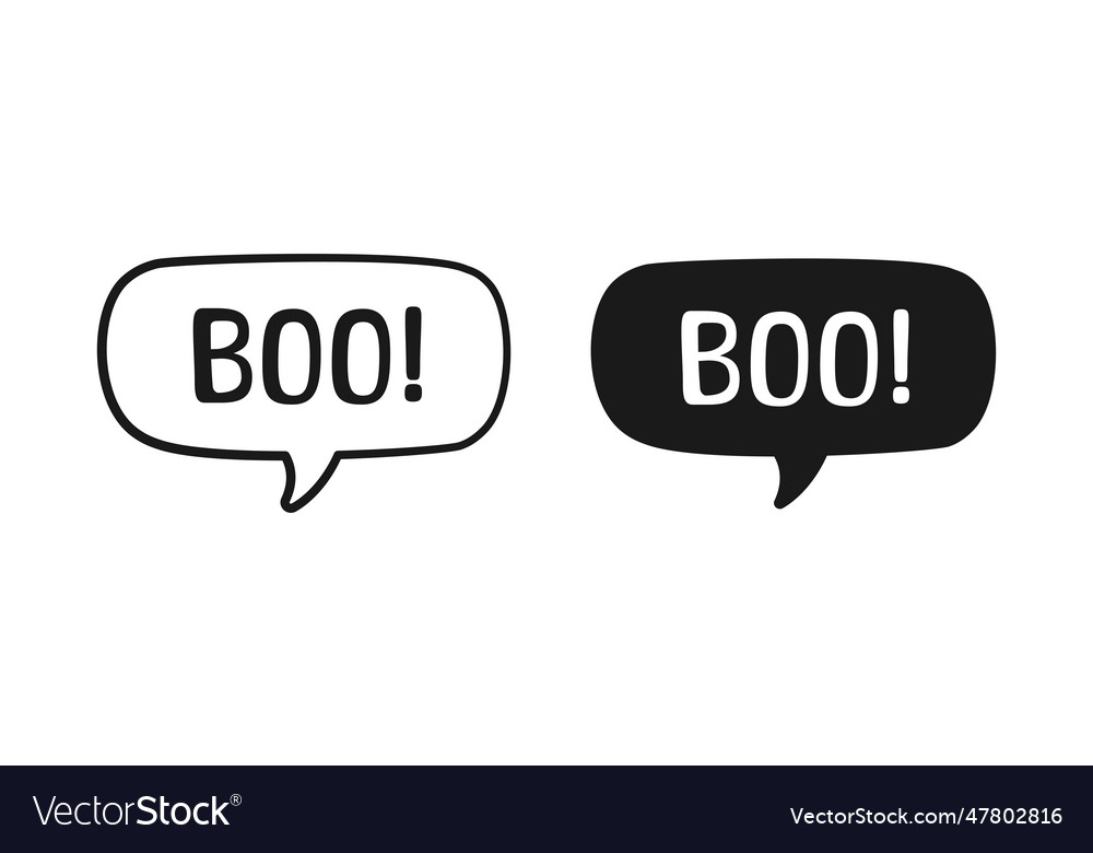 Boo text in speech bubble outline and silhouette Vector Image