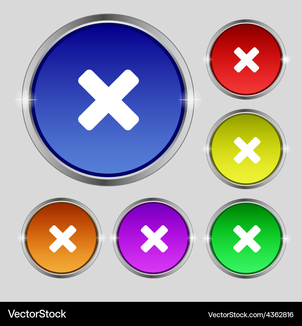 Cancel multiplication icon sign round symbol Vector Image
