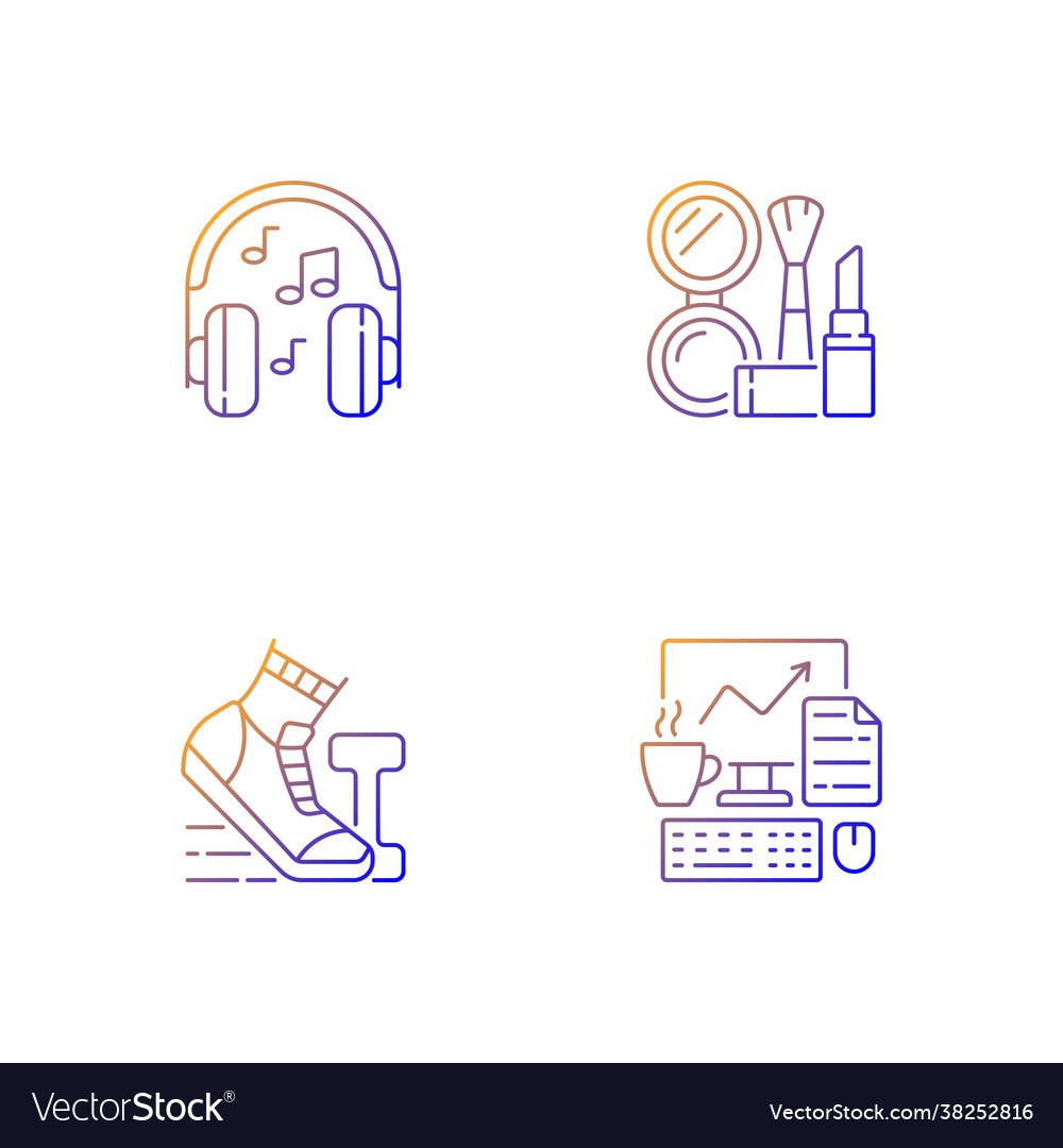 Everyday office worker routine gradient linear Vector Image