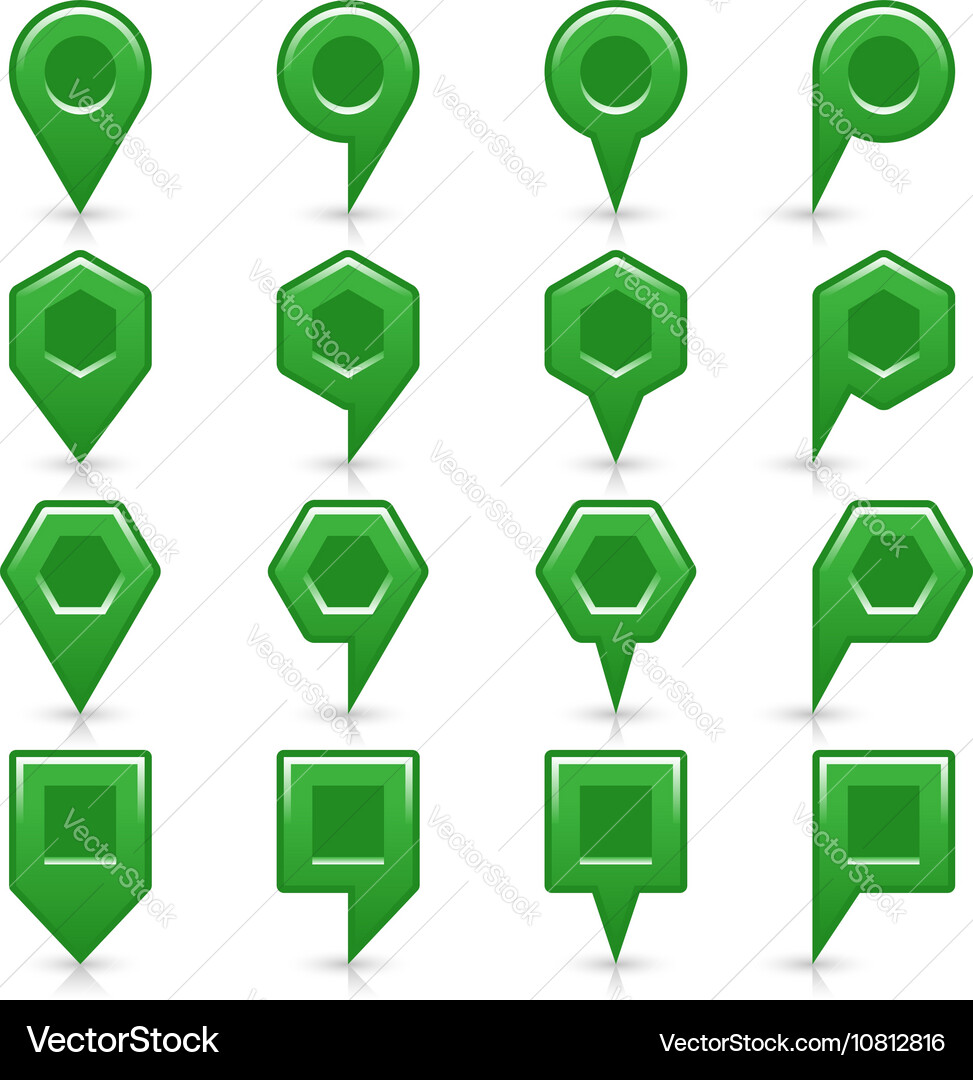 Flat green color map pin sign location icon Vector Image