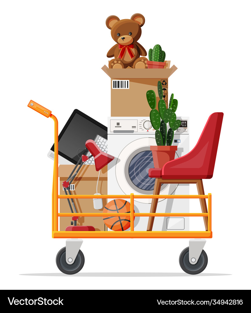Hand truck and package for transportation Vector Image