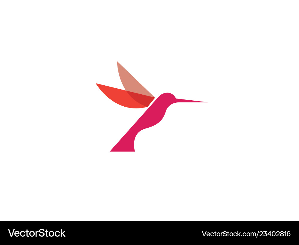 Hummingbird red bird flying logo design Royalty Free Vector
