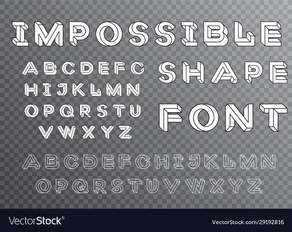 Impossible shape font design alphabet letters Vector Image Impossible shape font design alphabet letters Vector Image