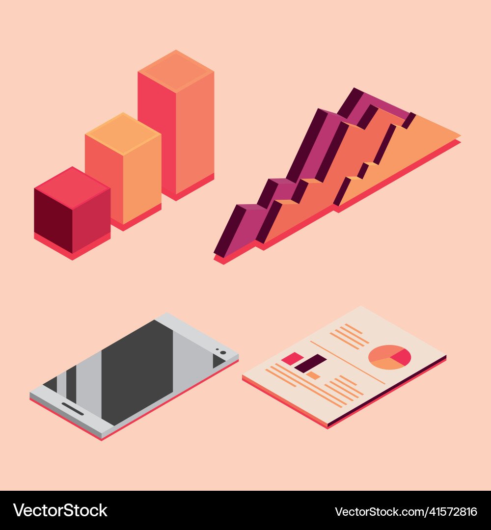 Isometric icons investment Royalty Free Vector Image
