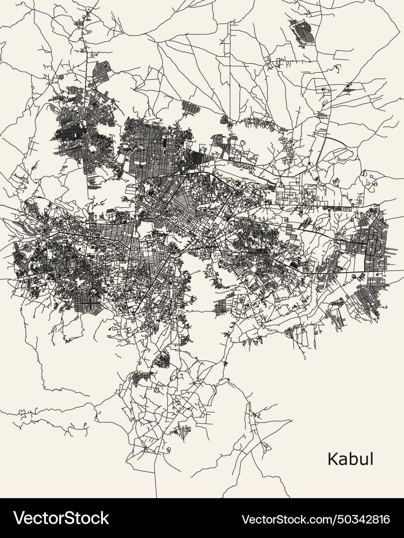 Map of kabul afghanistan Royalty Free Vector Image