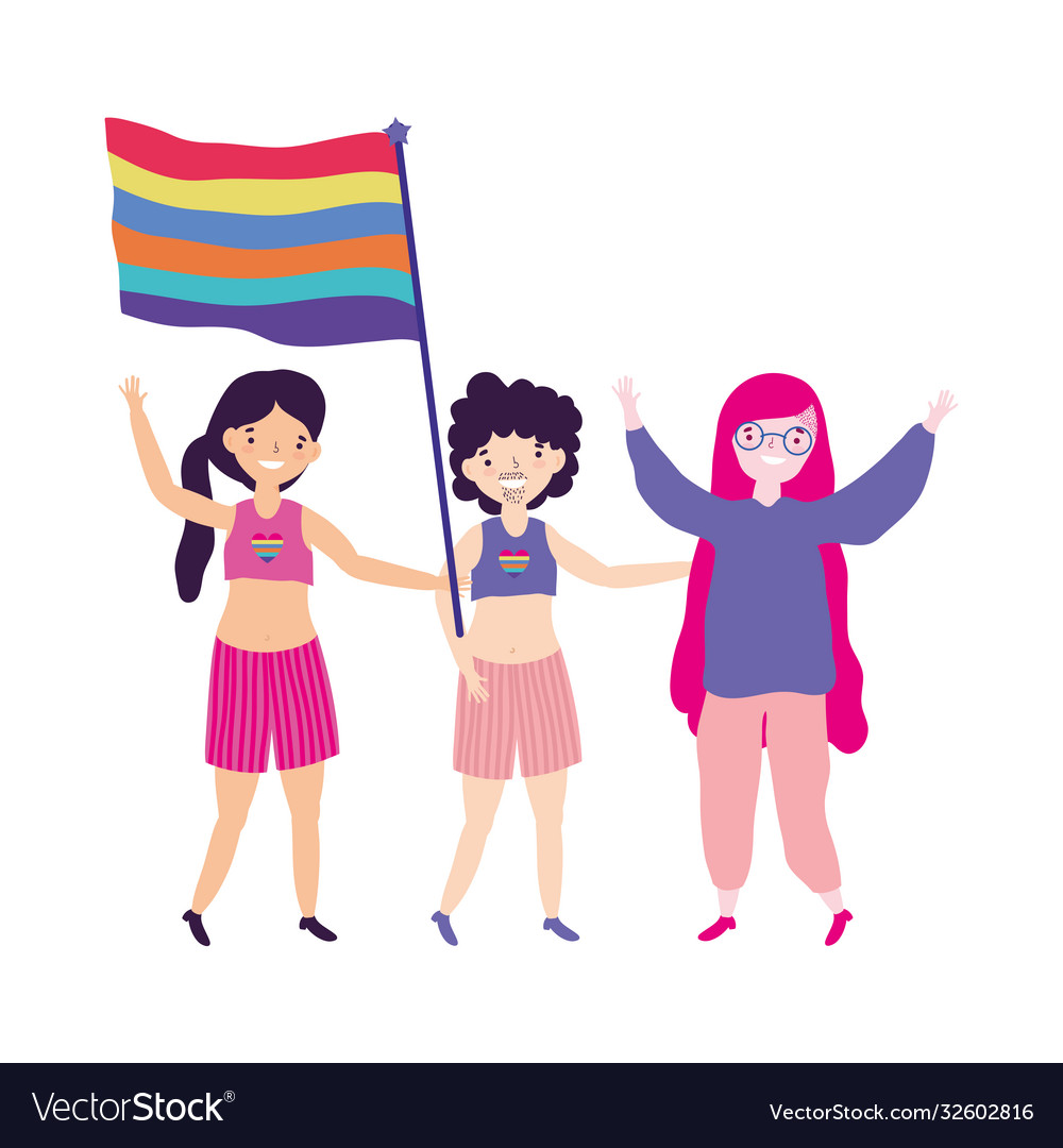 Pride parade lgbt community women and man Vector Image
