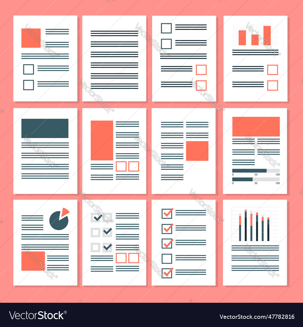 Set of document objects Royalty Free Vector Image