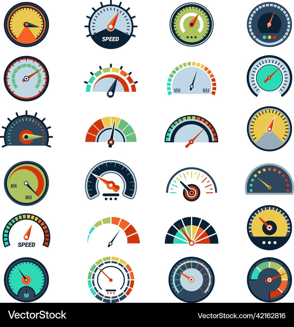 Speedometer symbols level fuel rating indication Vector Image