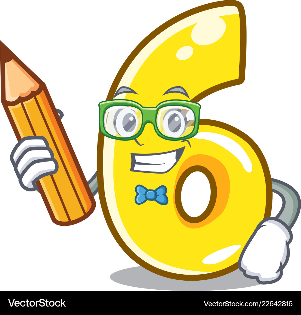 Student cartoon number six on road Royalty Free Vector Image