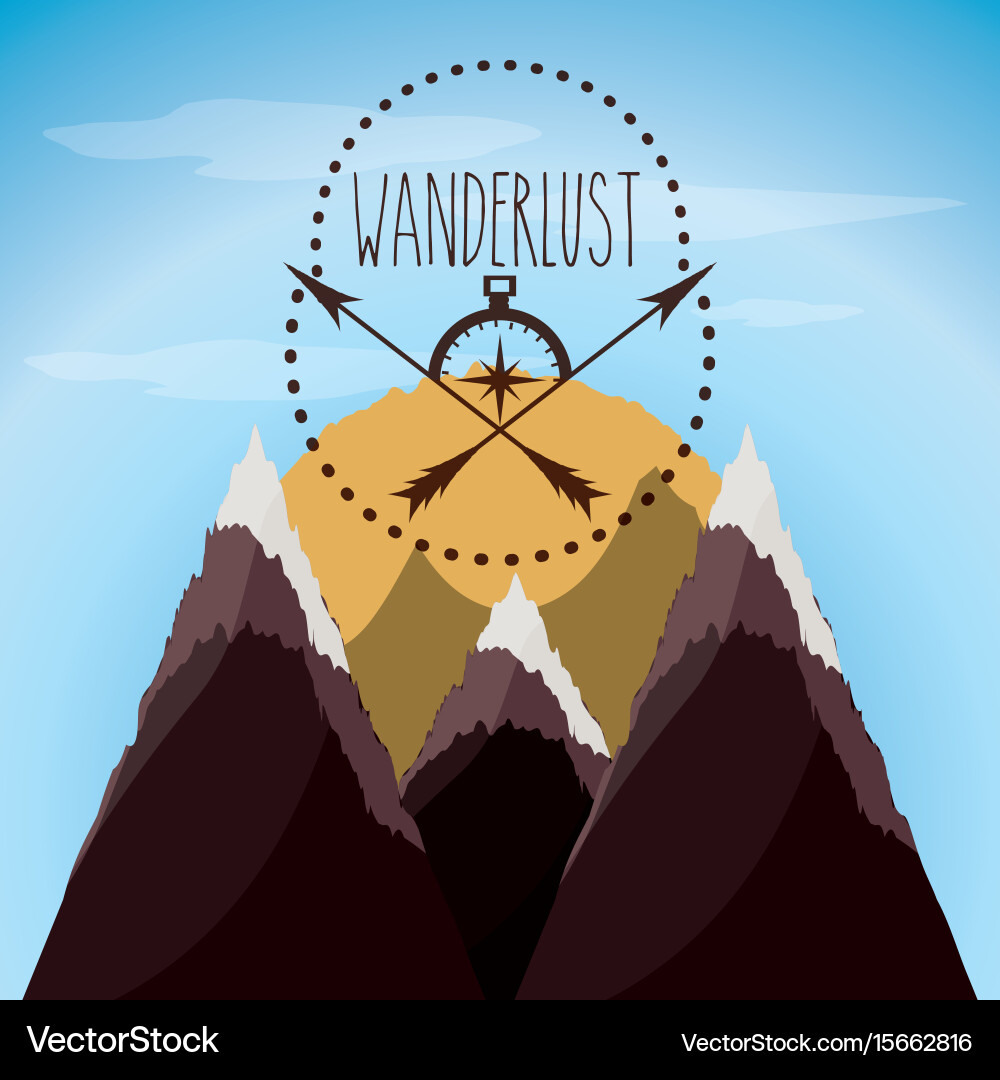 Wanderlust aventure with landscape and explorer Vector Image