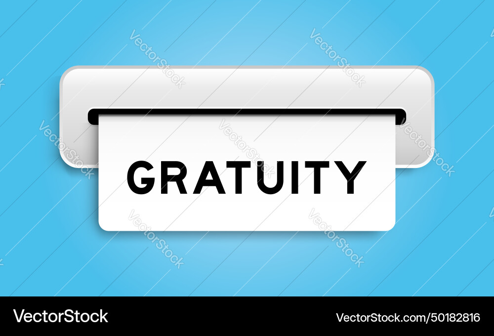 White coupon banner with word gratuity from Vector Image