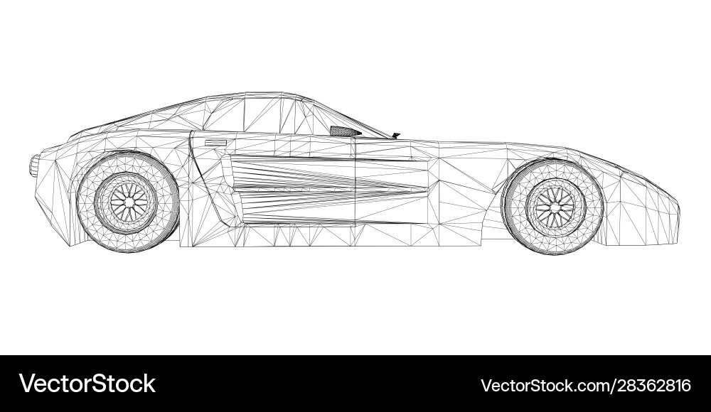 Wireframe a sports car isolated on a white Vector Image
