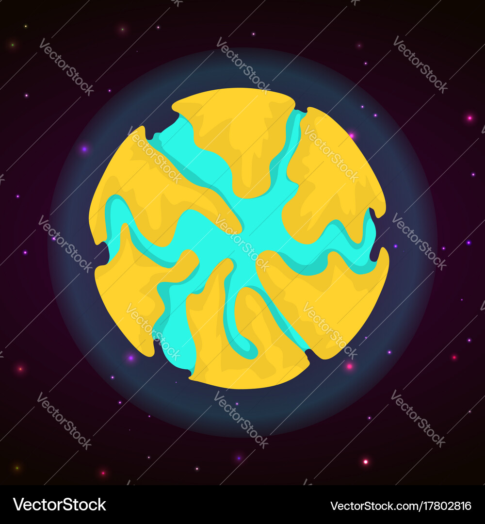 Yellow planet concept background cartoon style Vector Image