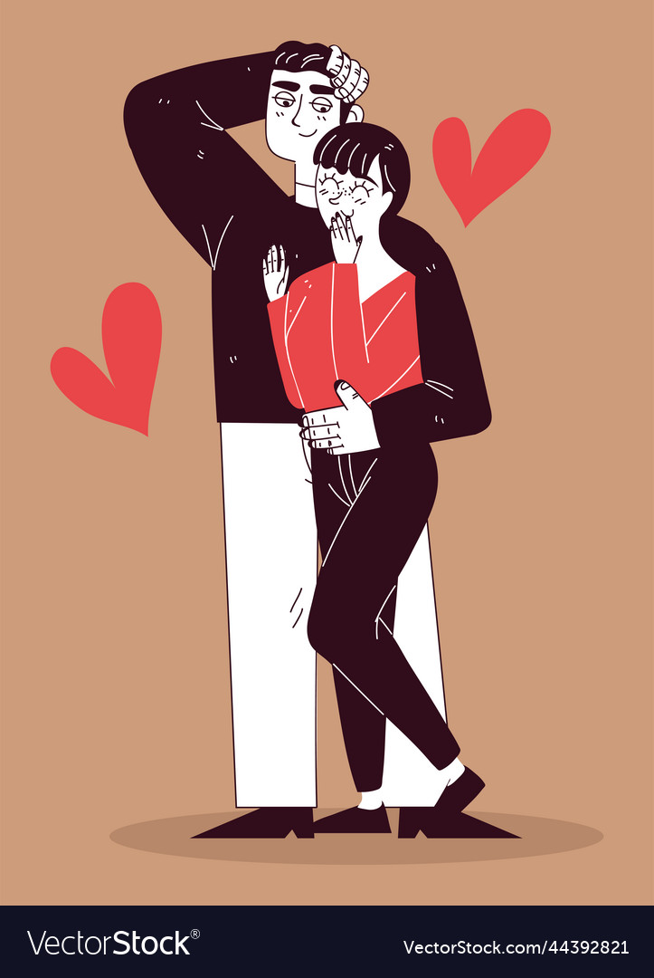 Adorable Couple Line Art Royalty Free Vector Image