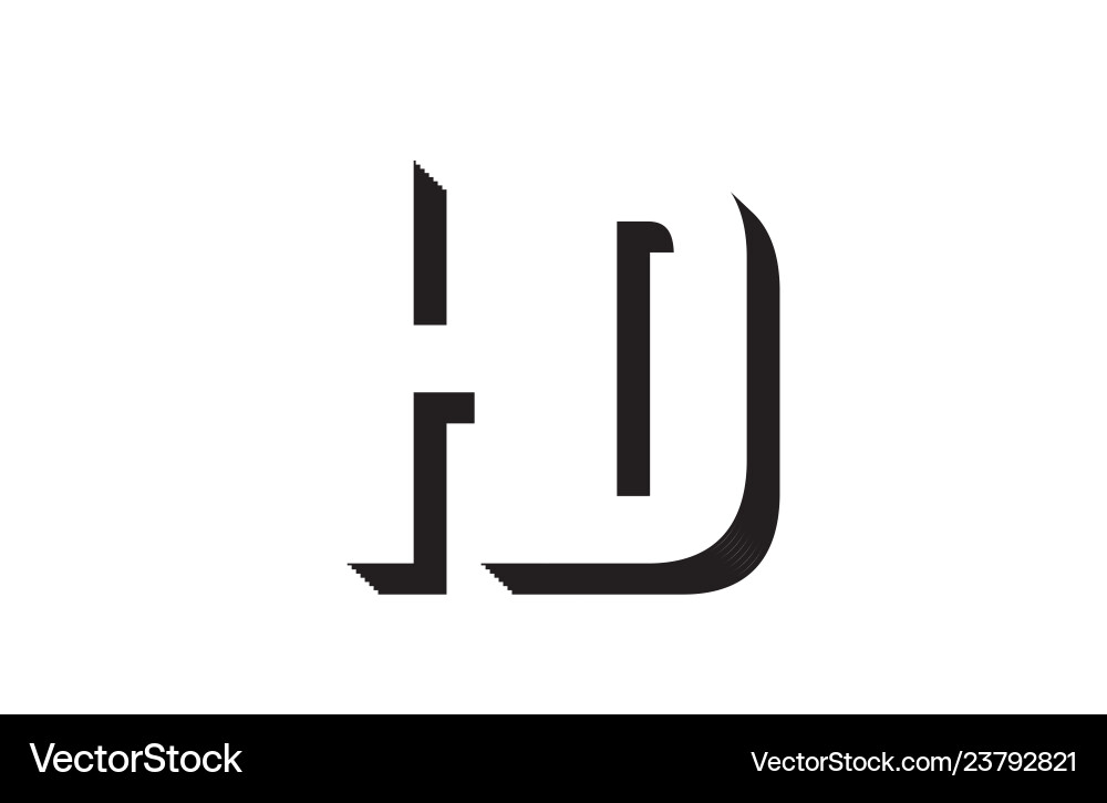 Black and white hd h d alphabet letter logo Vector Image