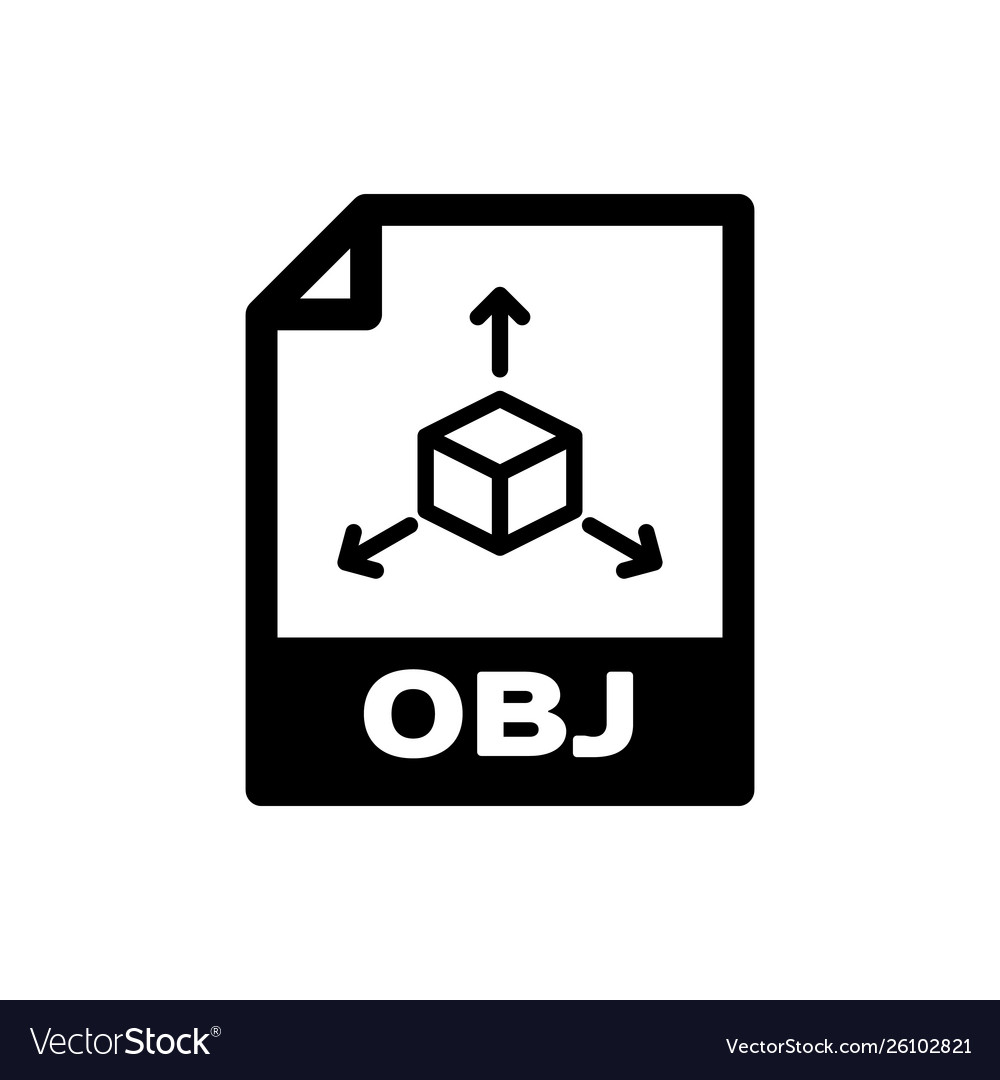Black Obj File Document Icon Download Obj Button Vector Image 