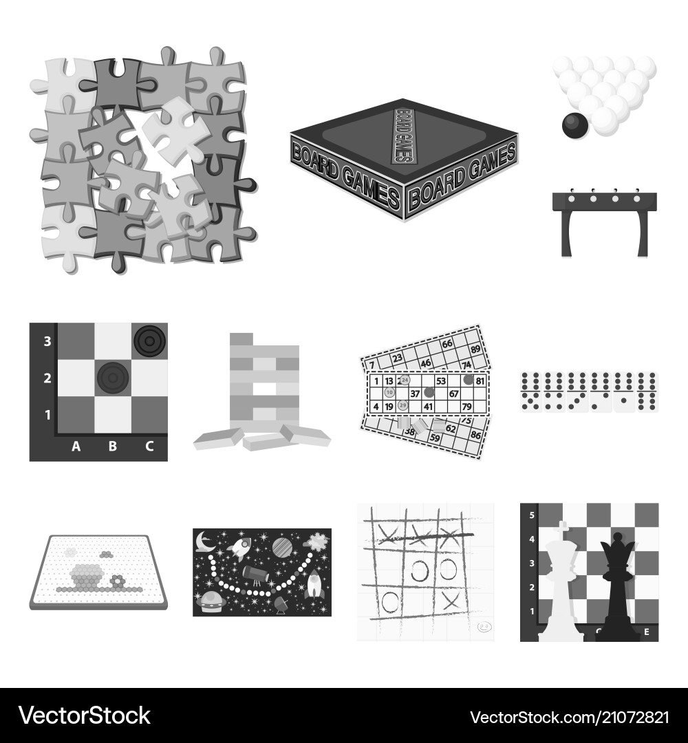 Board game monochrome icons in set collection Vector Image