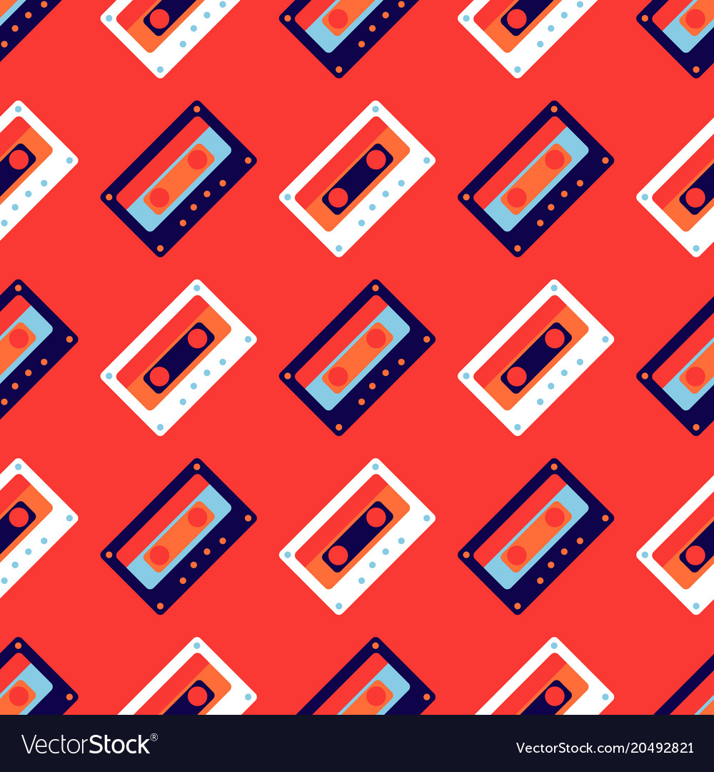 Cassette tapes floating seamless pattern Vector Image