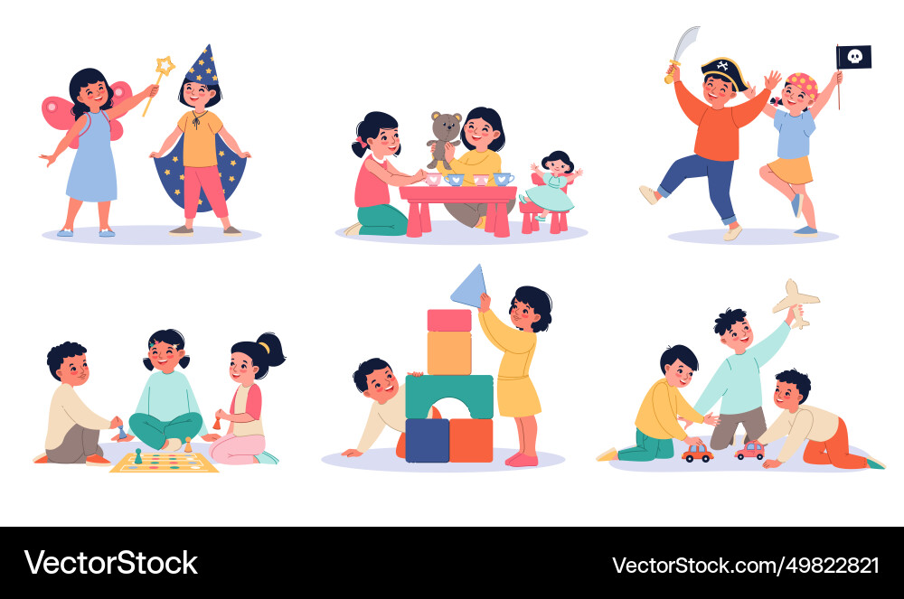 Children playing cartoon happy kids Royalty Free Vector