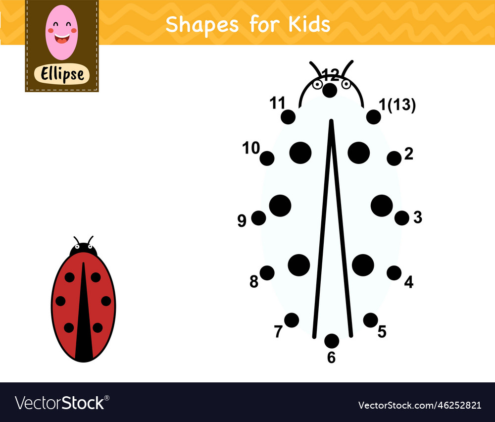 Connect the dots and draw a ladybug dot Royalty Free Vector