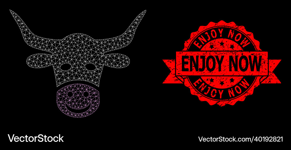 Grunge enjoy now stamp seal and polygonal net Vector Image